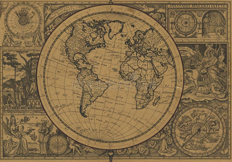 Antique Globe World Map Design Historical Antique Decor Stock Image ...