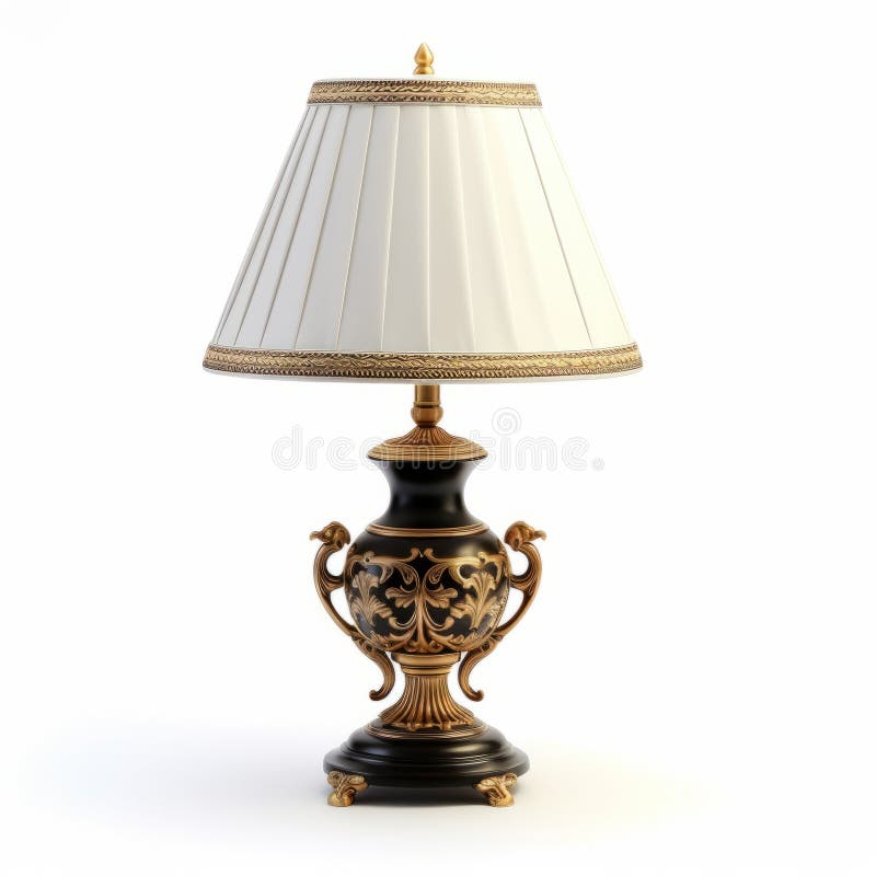 Antique Gold Decorated Lamp with Realistic Light and Shadow Stock ...