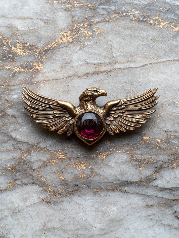 Antique Gold Eagle Brooch with Ruby Gemstone Stock Illustration - Illustration of generative ...