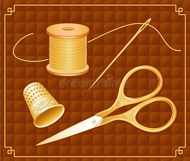 Antique Gold Embroidery Set Stock Vector - Illustration of handmade ...