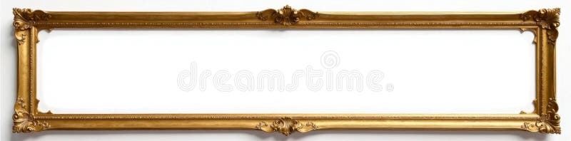 Antique Gold Frame Cutout, Long Narrow, Isolated on White , Blank ...