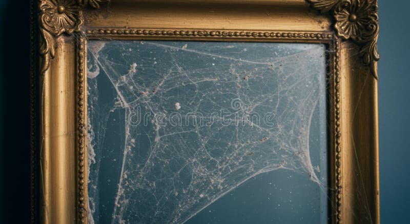 Antique Gold Frame Mirror with Cobweb and Dust Stock Illustration ...