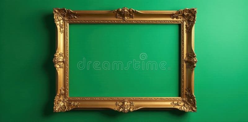 Antique Gold Frame, Ornate Details, Empty, Green Wall, Message ...