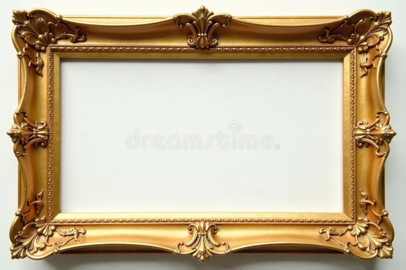 Antique Gold Leaf Rectangular Frame, Ivory Passpartout, Empty , Gallery ...