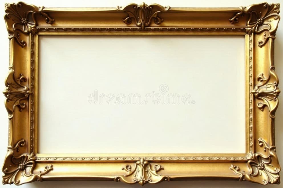 Antique Gold Leaf Rectangular Frame, Ivory Passpartout, Empty ...