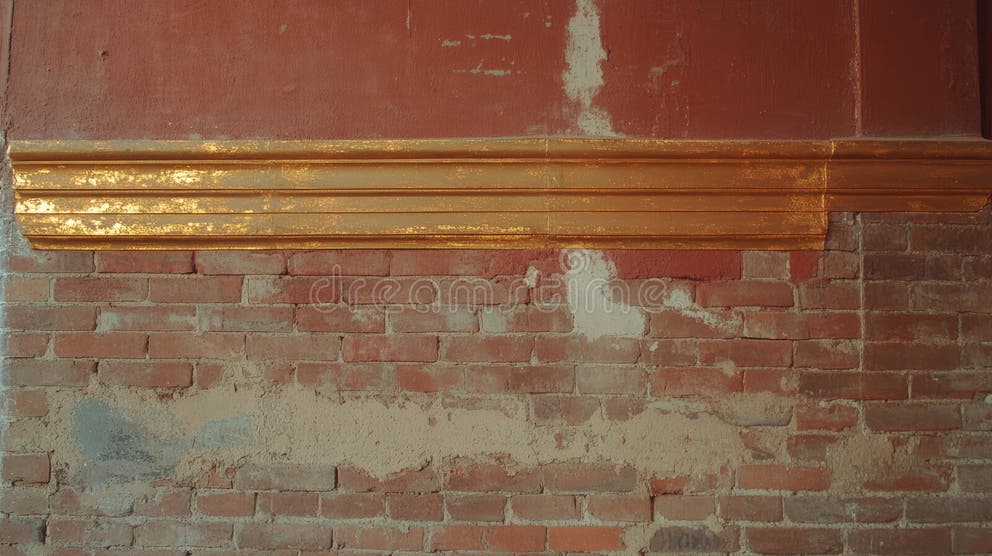 Antique Gold Molding on Textured Brick Wall Stock Illustration ...
