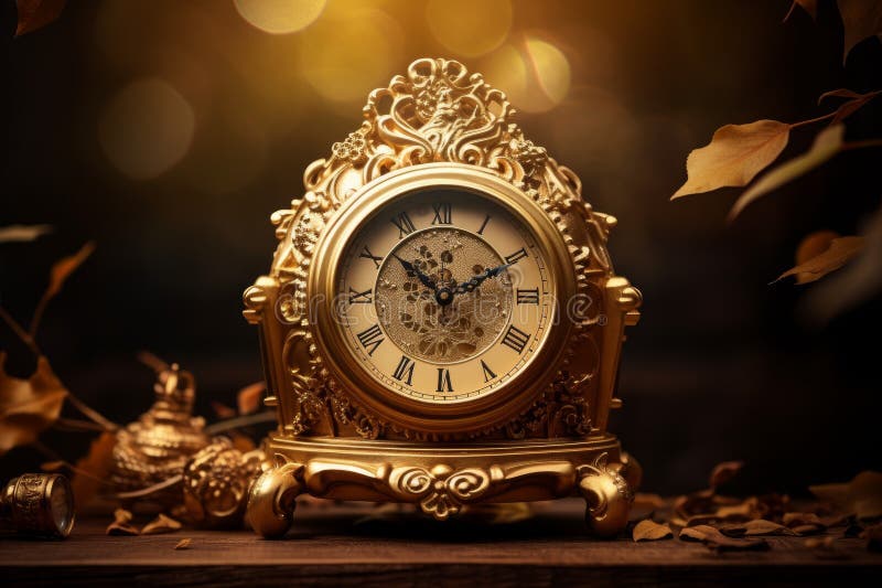 Antique Gold Old Clock. Generate Ai Stock Photo - Image of clock ...