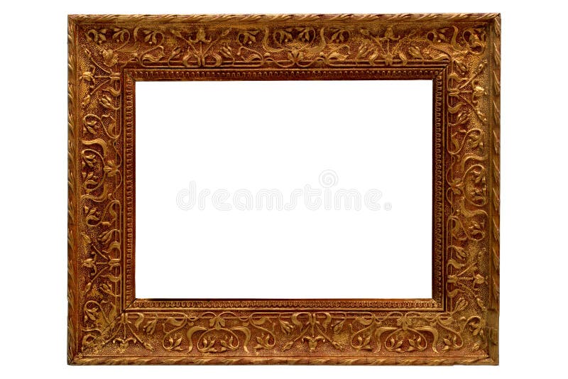 Gilded Gold Frame on Red Wall Background Stock Photo - Image of finish ...