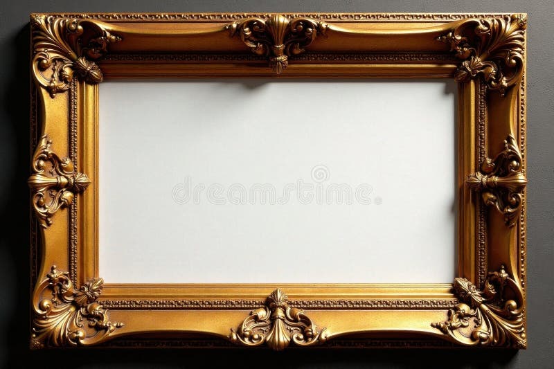 Antique Gold Ornate Rectangular Frame, Elaborate Design , Pattern, Gold ...