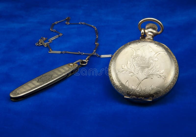 Antique Gold Pocket Watch and Fob Stock Photo - Image of engraved ...