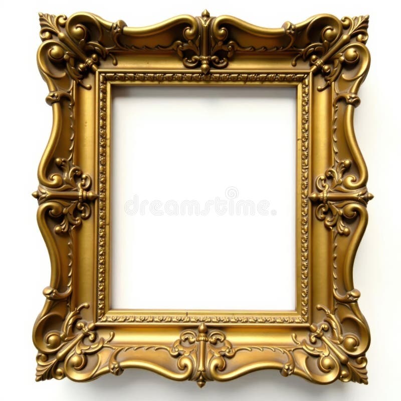 Antique Gold Rococo Frame, Horizontal, Isolated , Illustration, Metal ...