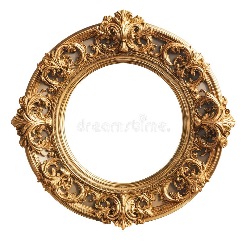 Antique Gold Round Frame Isolated Stock Illustration - Illustration of ...