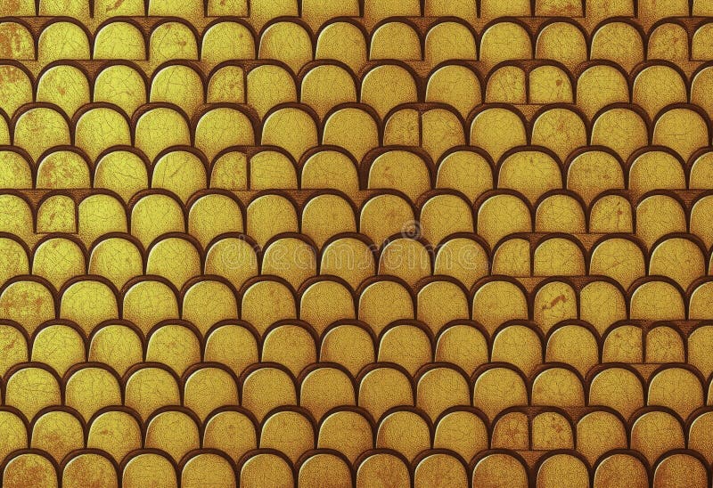 Antique Gold and Rust Scallop Pattern; Textured, Worn Effect, Repeating ...