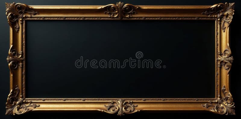 Antique Gold Square Frame, Intricate Baroque Details, Stark Black ...