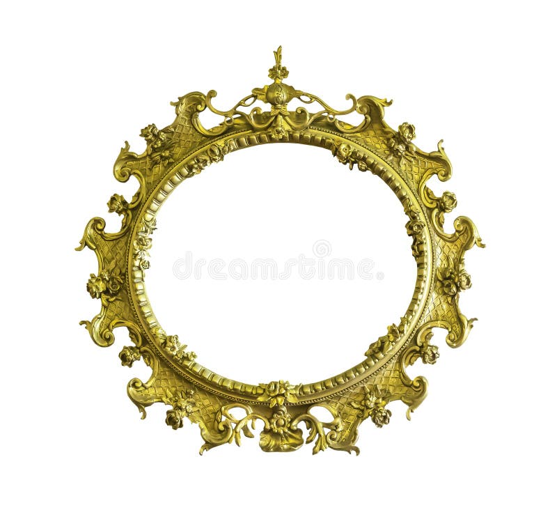 Antique Golden Ellipse Frame Isolated Stock Image - Image of classic ...
