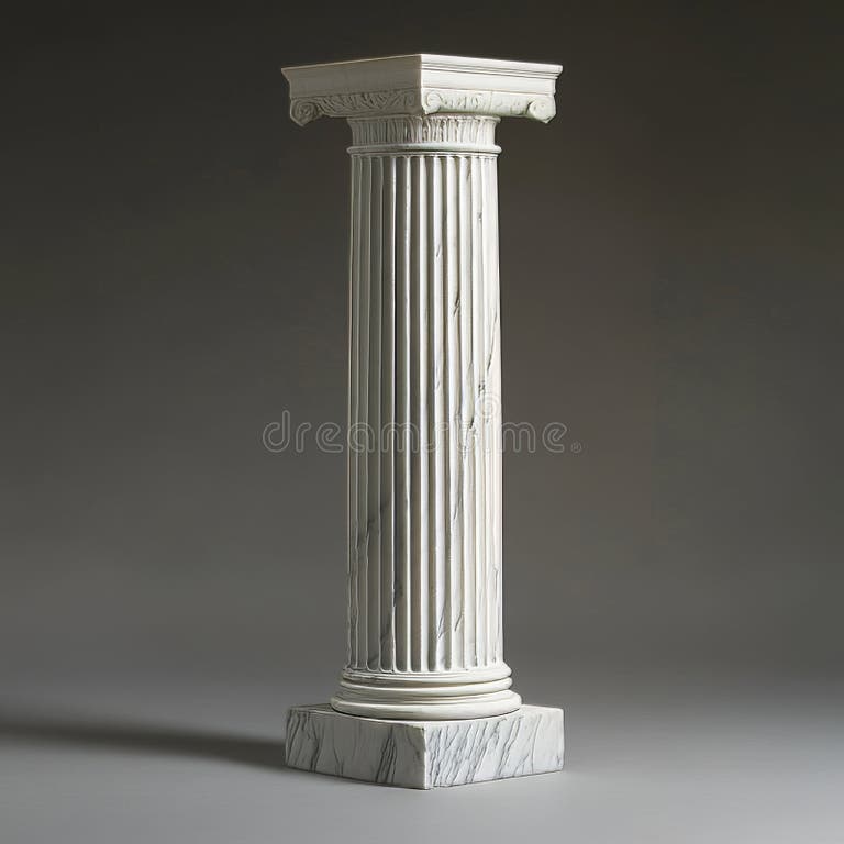 Antique Greek Column on Grey Background with Geometrical Elements Stock ...
