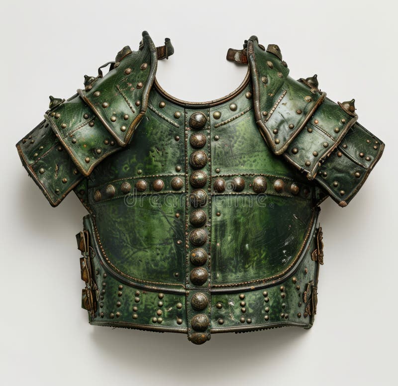 Antique Green and Bronze Armor on a White Background Stock Illustration ...