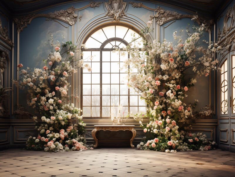 Antique Hall in a Palace with Landscape Design, Antique Architecture ...