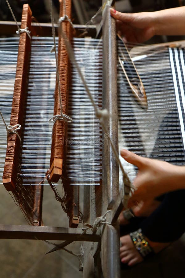 Antique hand loom stock image. Image of wool, retro, material - 95285757