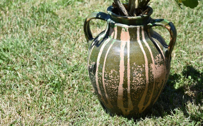 Antique Hand Made and Painted Clay Pots Stock Image - Image of ...