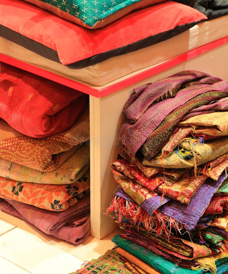 Antique Home-ware and Textile Store Stock Image - Image of cloth, gold ...