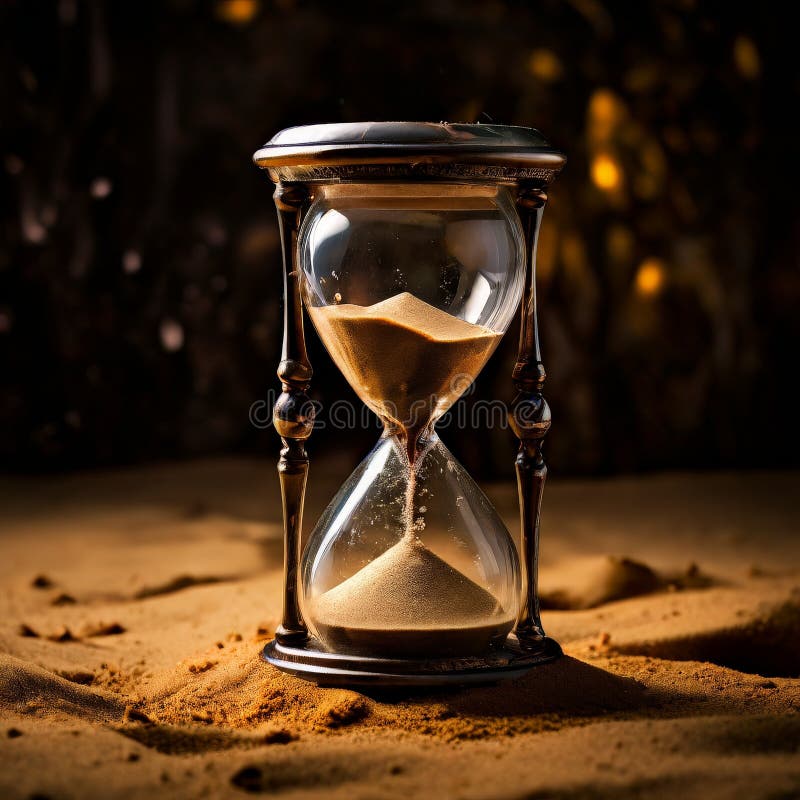 Antique Hourglass on Sandy Surface Under Dramatic Lighting Stock Photo ...