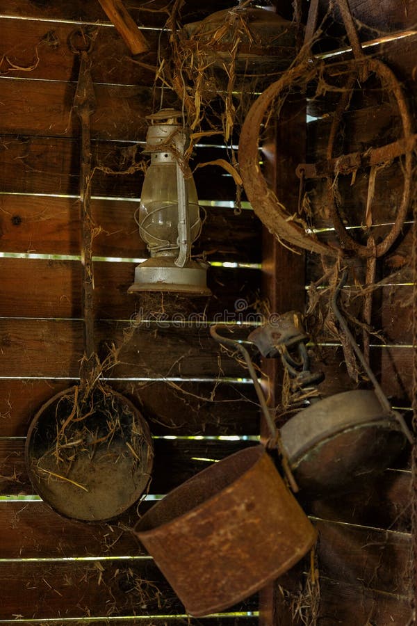 Antique Household Items in the Barn Stock Photo - Image of dirt ...
