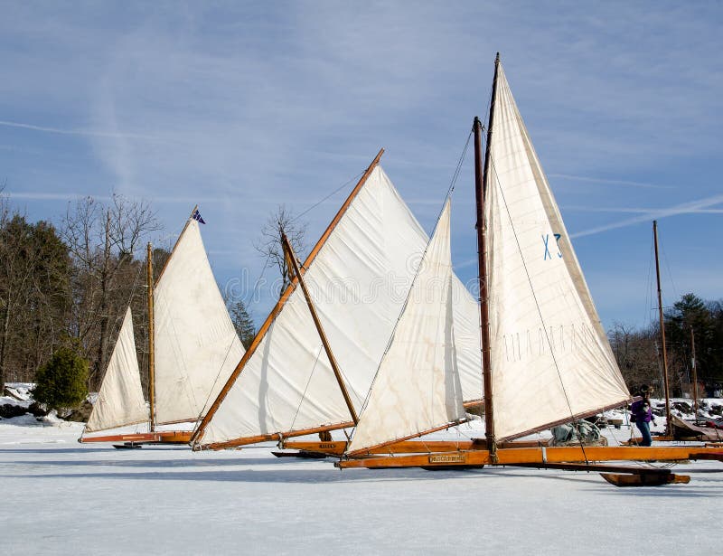 Ice Sailing Yachts on the Hudson River Editorial Image - Image of ...