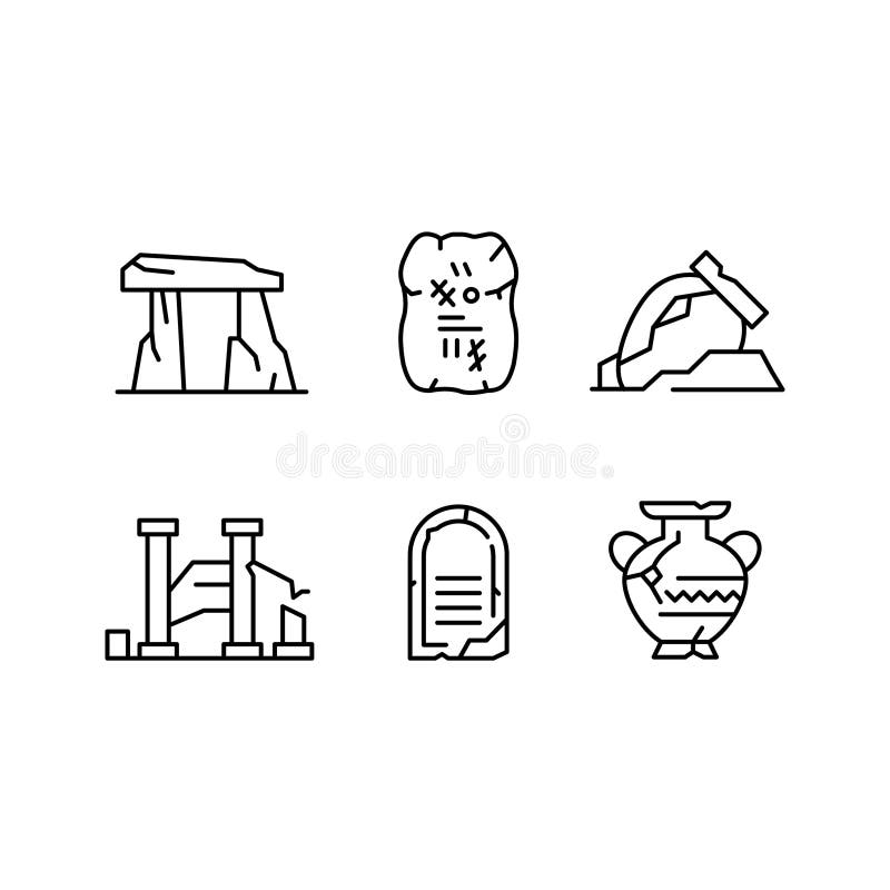 Antique Icons Set stock vector. Illustration of statue - 363575759