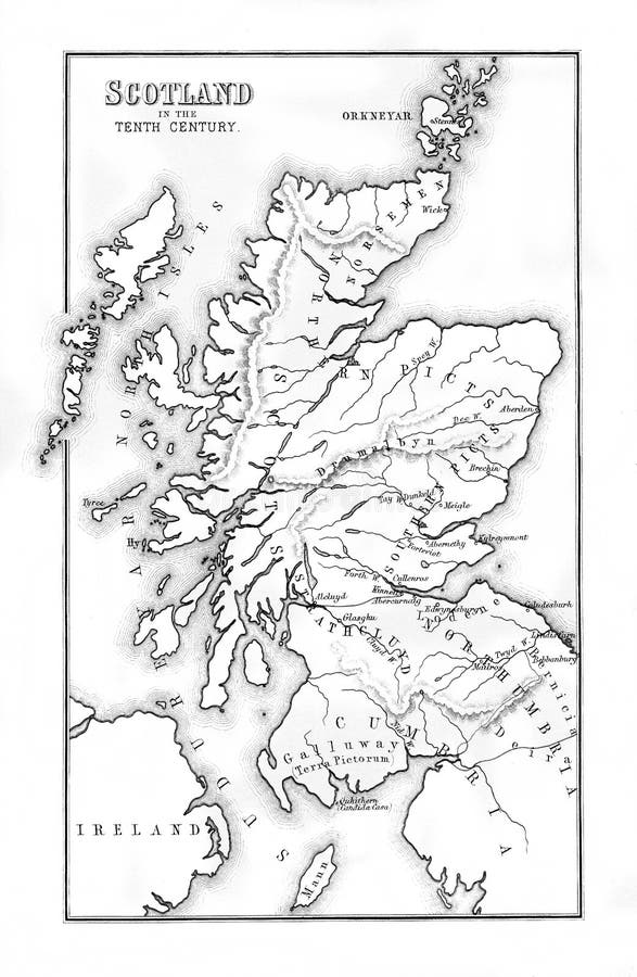 Antique Illustration of Historic Map of Scotland Stock Illustration ...