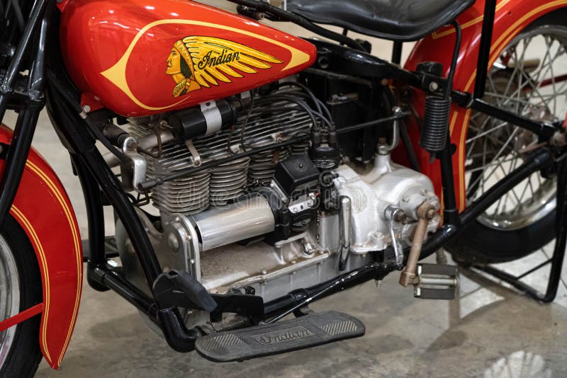 Antique 1936 Indian 4 Motorcycle on Display in Museum Editorial Stock ...