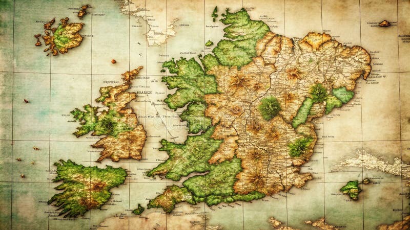 Antique Ireland Maps Vintage Style Illustrations for Educational ...