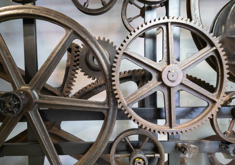 Antique Iron Wheel Gear System Stock Photo - Image of metallic, detail ...