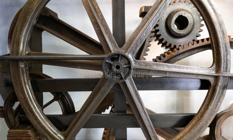 Antique Iron Wheel Gear System Stock Photo - Image of wheel, steel ...