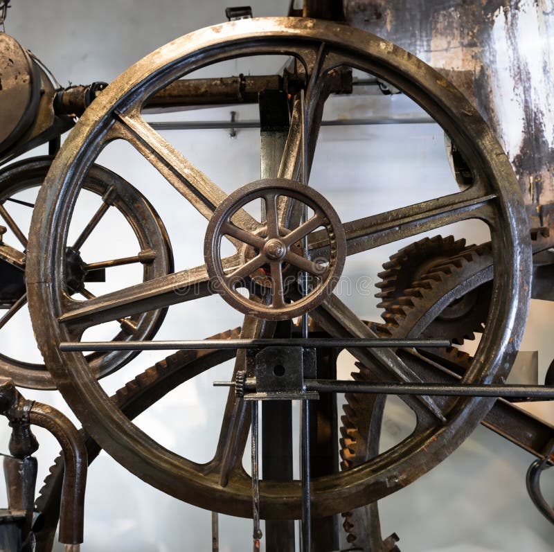 Antique Iron Wheel Gear System Stock Photo - Image of gearwheel ...