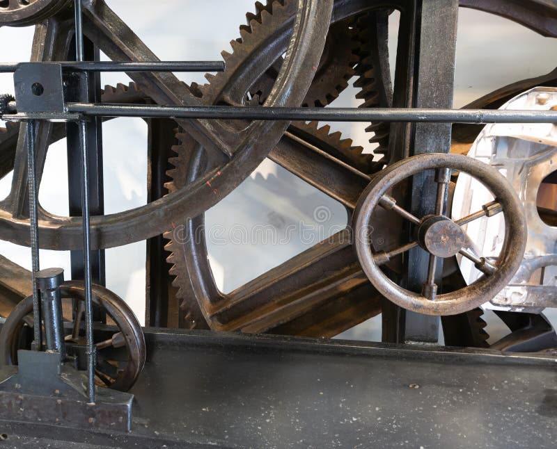 Antique Iron Wheel Gear System Stock Photo - Image of technology ...