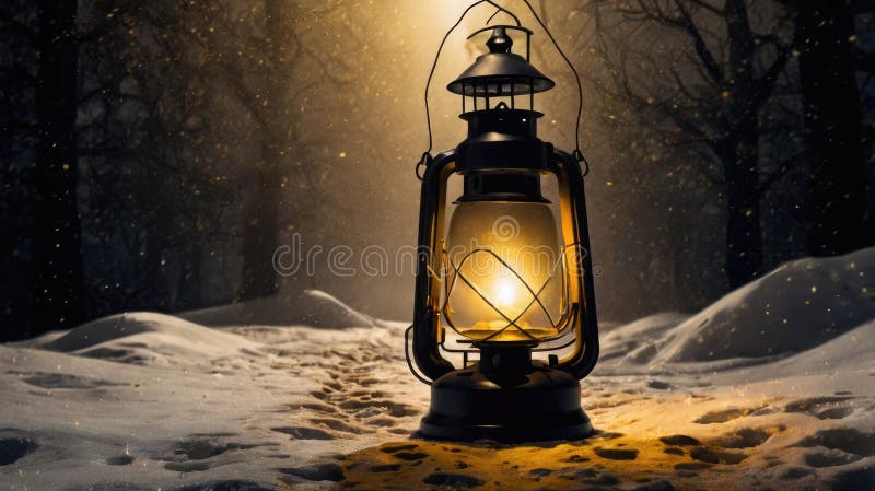 Antique Kerosene Lantern Casts Warm,inviting Light into Darkness. Its ...