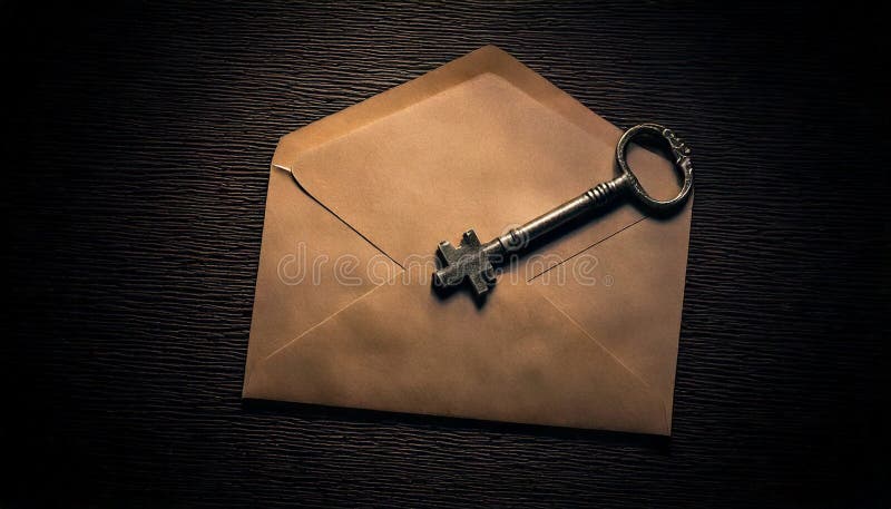Antique Key and Envelope on a Dark Surface Stock Illustration ...