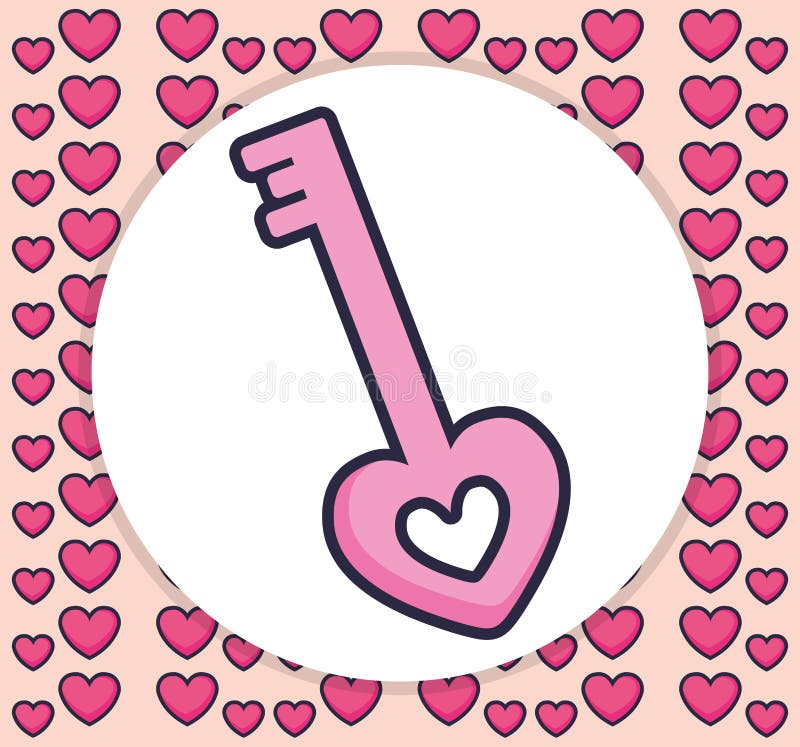 Antique Key with Heart Love Stock Vector - Illustration of celebration ...