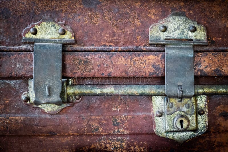 Antique Key Made from Brass Lock on Steel Luggage Editorial Stock Image ...