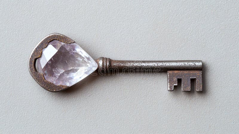Antique Key with Quartz Crystal Stock Illustration - Illustration of ...