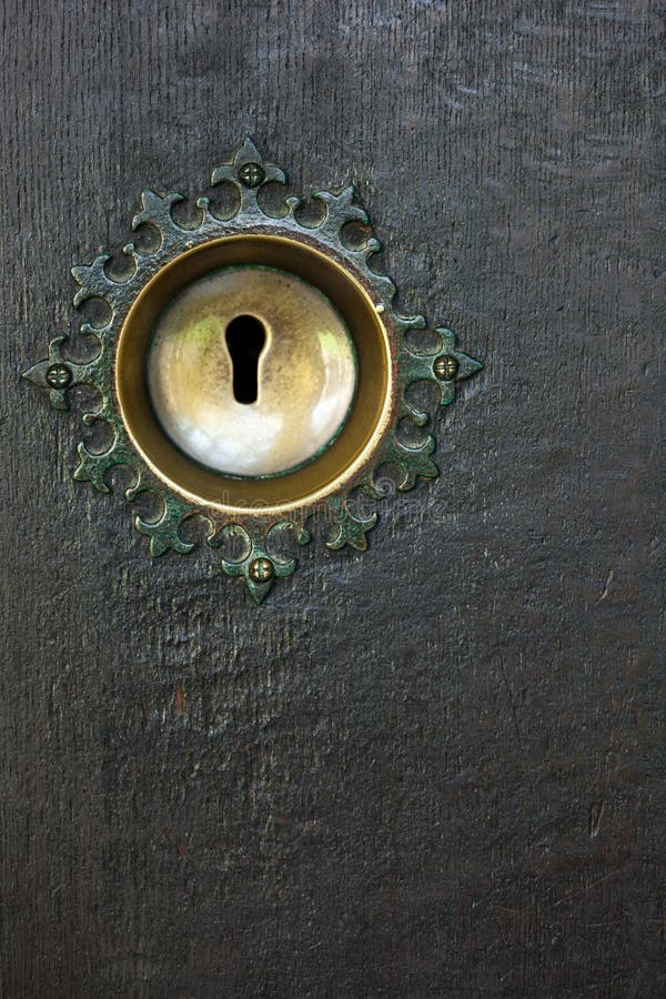 Antique Keyhole on Old Paneled Wooden Door Stock Photo - Image of ...