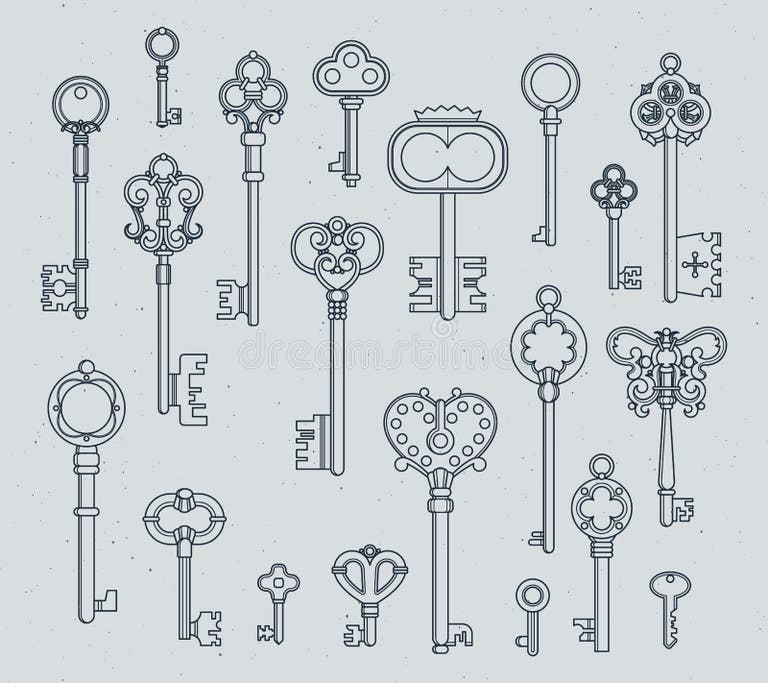 Keys Outline Stock Illustrations – 7,146 Keys Outline Stock ...