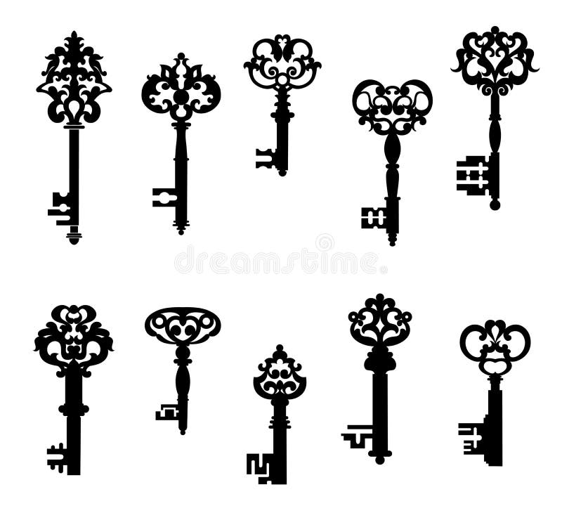 Set of Vintage Keys. Vintage Key Vector Icon. Key Symbol Illustration ...