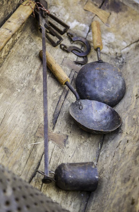 Ancient kitchen tools stock photo. Image of aged, equipment - 122359124
