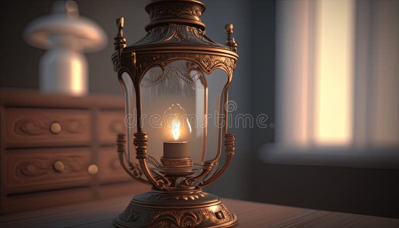 Antique Lamp, Digital Art Illustration, Generative AI Stock ...