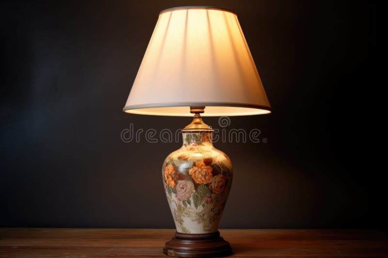 Antique Lamp with Hand-painted Porcelain Base Stock Illustration ...