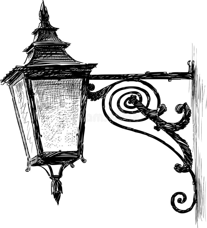 Antique lantern stock vector. Illustration of drawn, lantern - 31284976