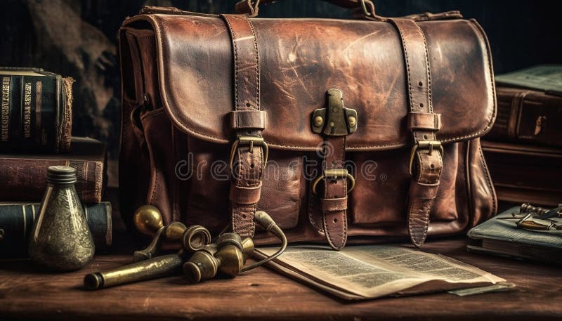 Antique Leather Backpack Holds Ancient Literature Treasures Generated ...
