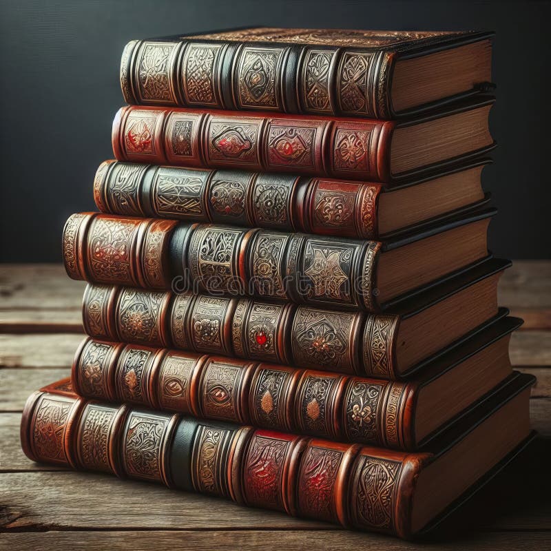 Antique Leather Bound Books Stack Stock Photo - Image of curiosity ...